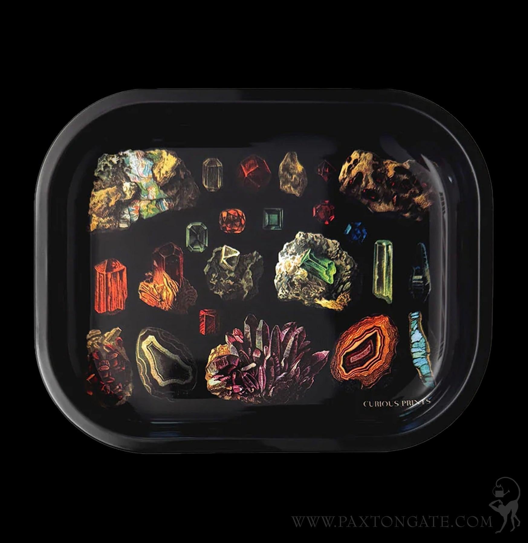 Gemstones And Crystals Print Dark Metal Ritual Tray – Paxton Gate
