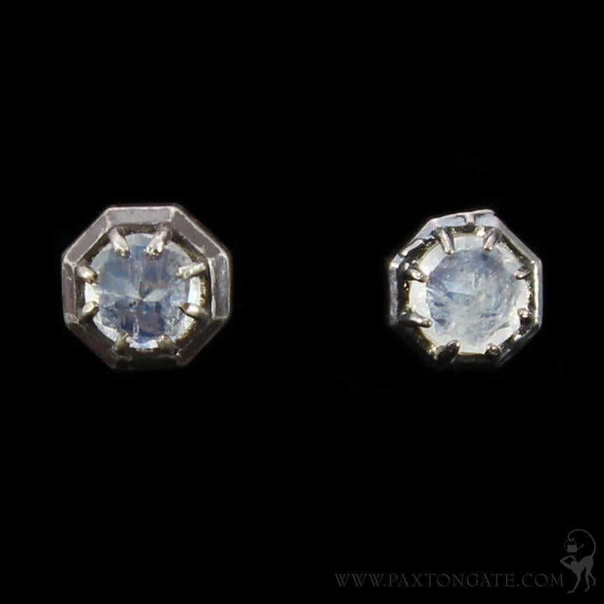 Rainbow Moonstone Octagon Studs in Oxidized Silver – Paxton Gate